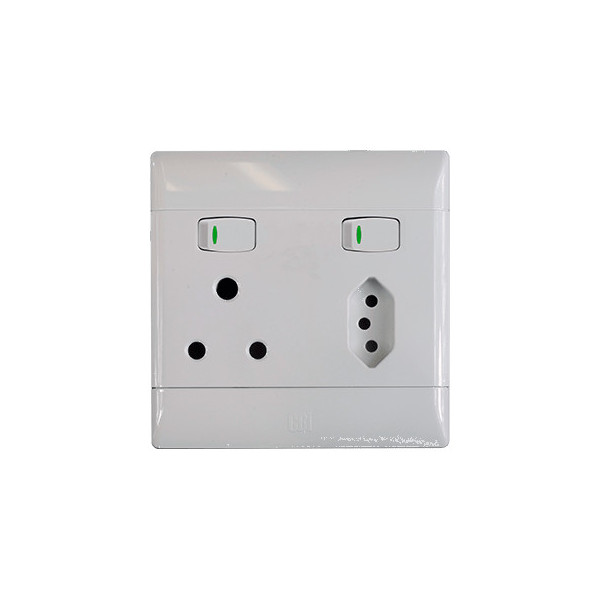 CBI Switch Socket 16A SA+Euro 4x4 White