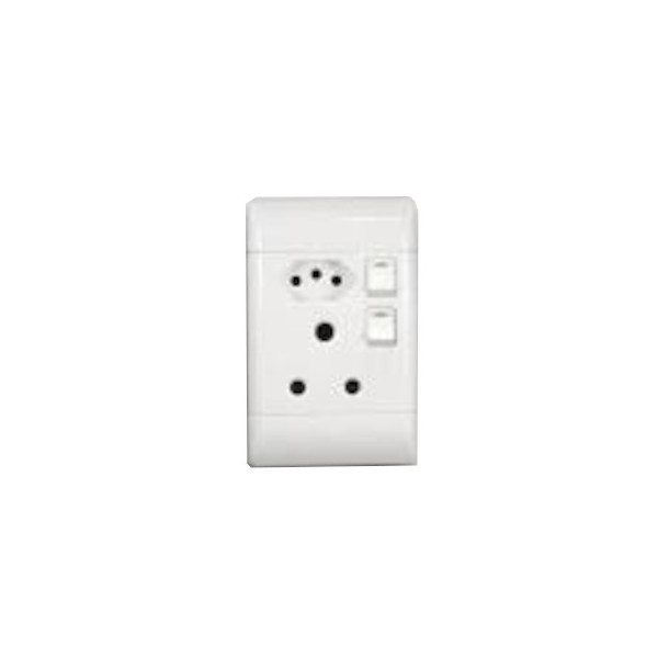CBI Switch Socket 16A SA+Euro- 2x4 White